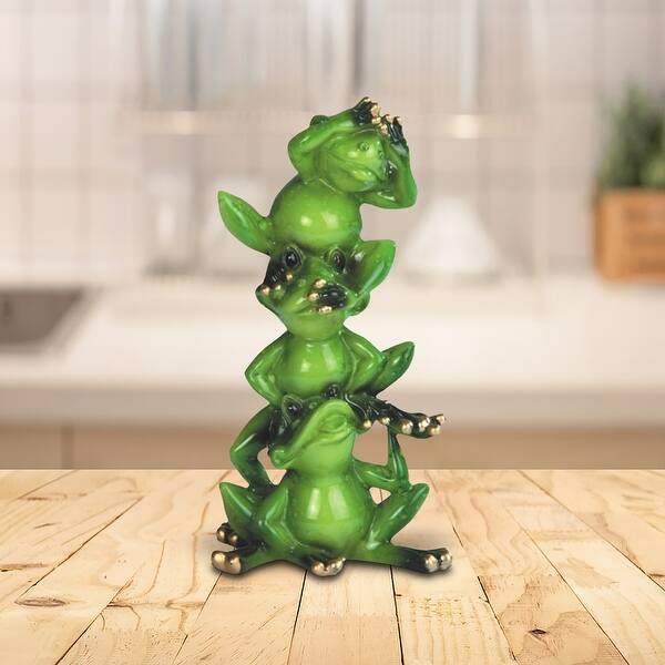 ICE ARMOR 6"H Hear-No, See-No, Speak-No Evil Frog Stacked Frogs Statue Animal Figurine Set - Bed ...